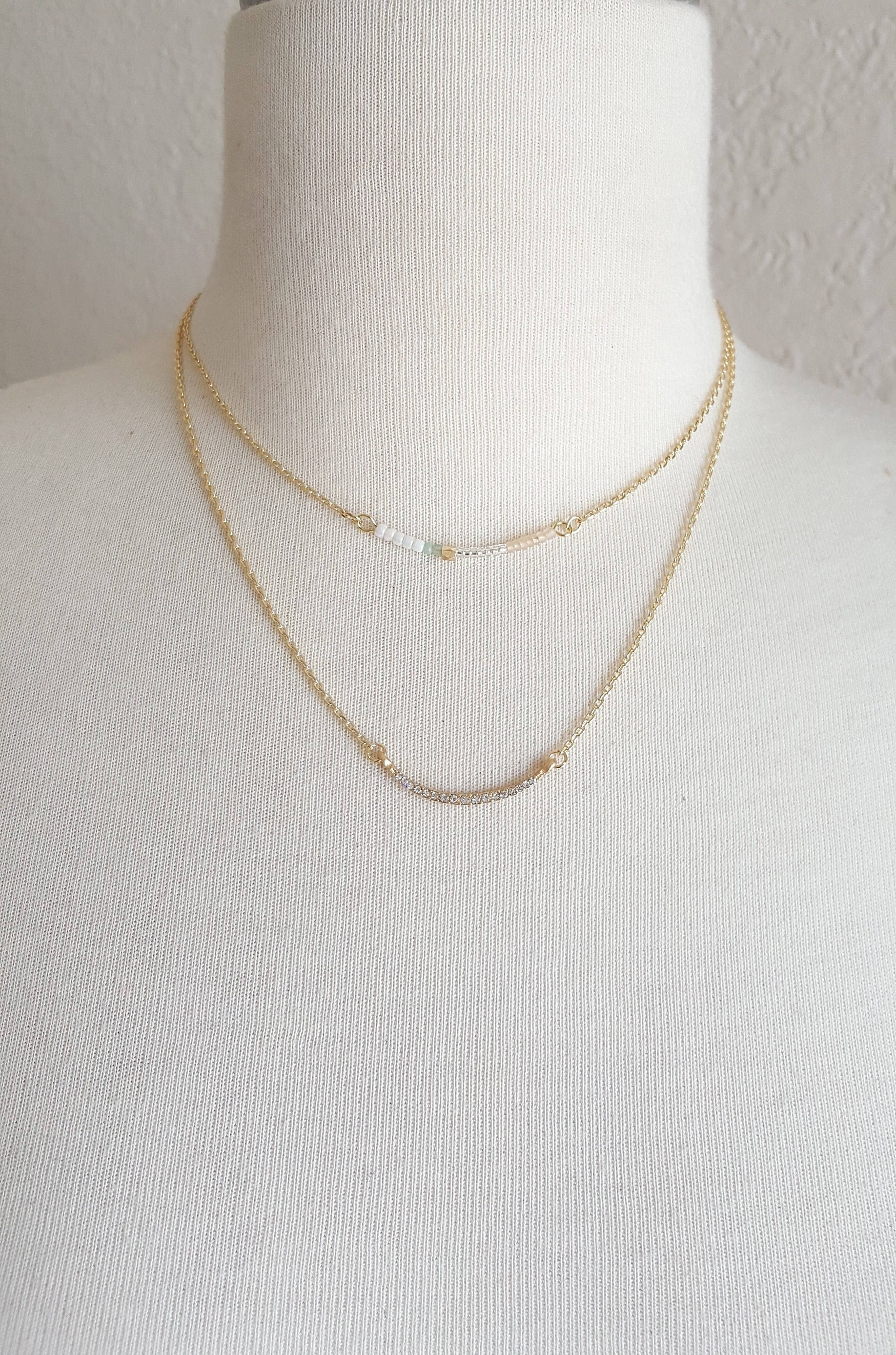 Double Layer Bead Chokerdouble Layer Chokerchokerlayering - Etsy