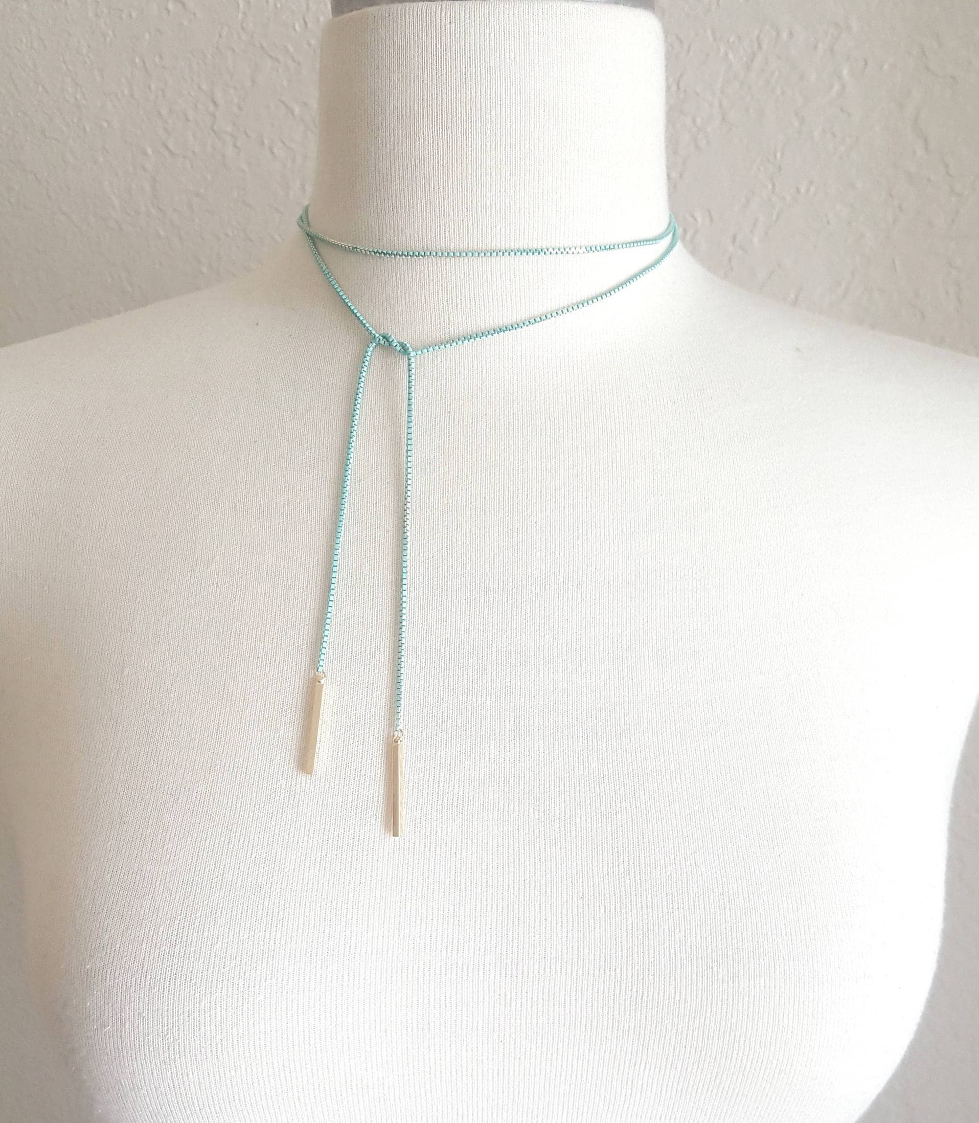 Lt Blue Chain Choker,lt Blue Wrap Choker,chain Choker,blue Choker,bar ...