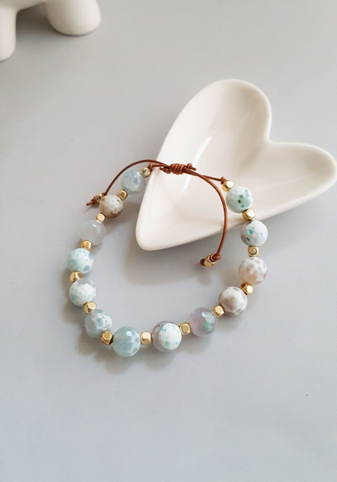Marble Bead Bracelet: Adjustable Stone Gem Bracelet - Etsy