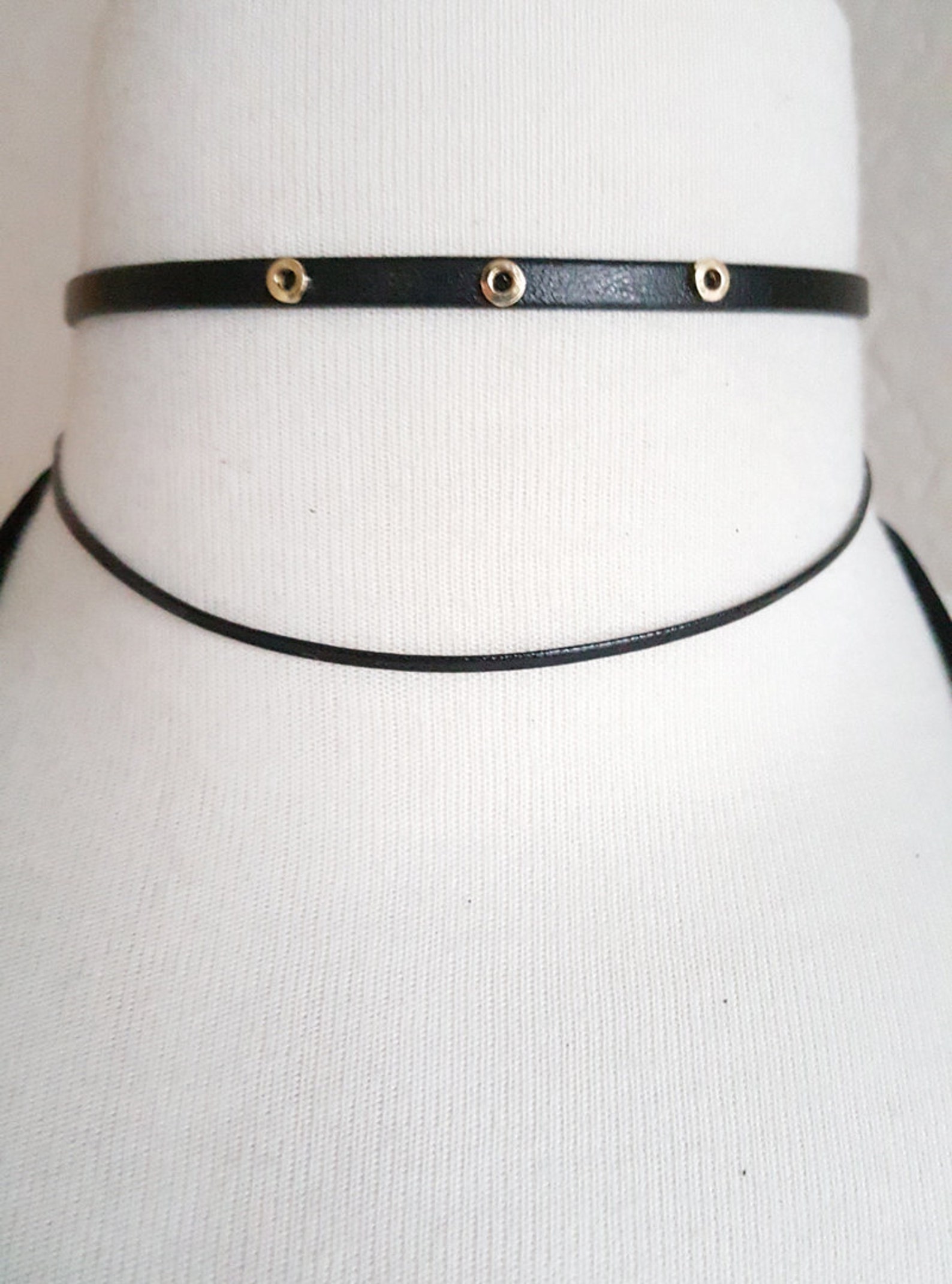Multiple Layered Tied Choker, Gold Stud Choker, Layered Choker, Choker ...