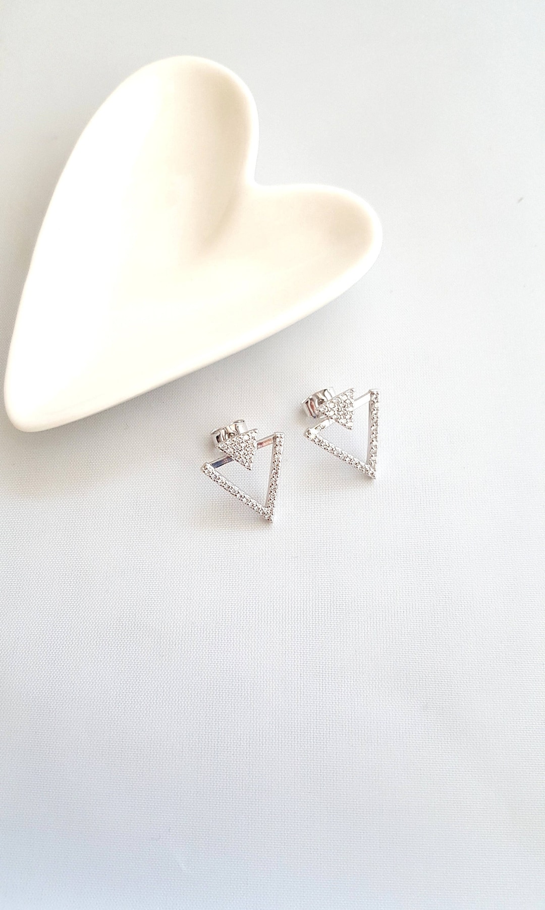 Silver Cubic Triangle Earrings,silver Triangle Stud Earrings,triangle ...
