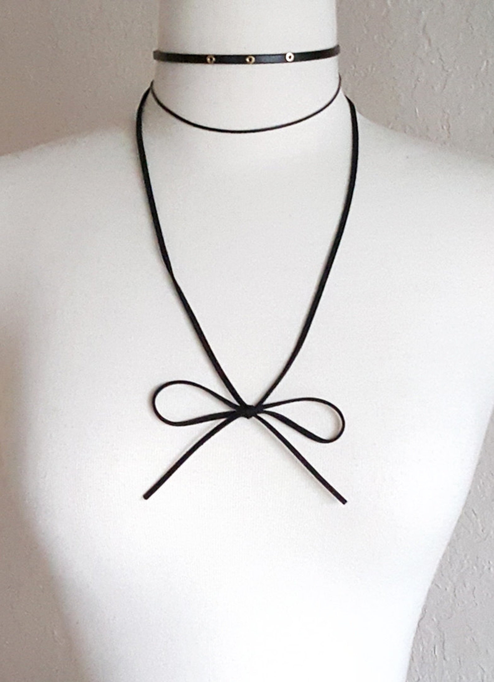 Multiple Layered Tied Choker, Gold Stud Choker, Layered Choker, Choker ...