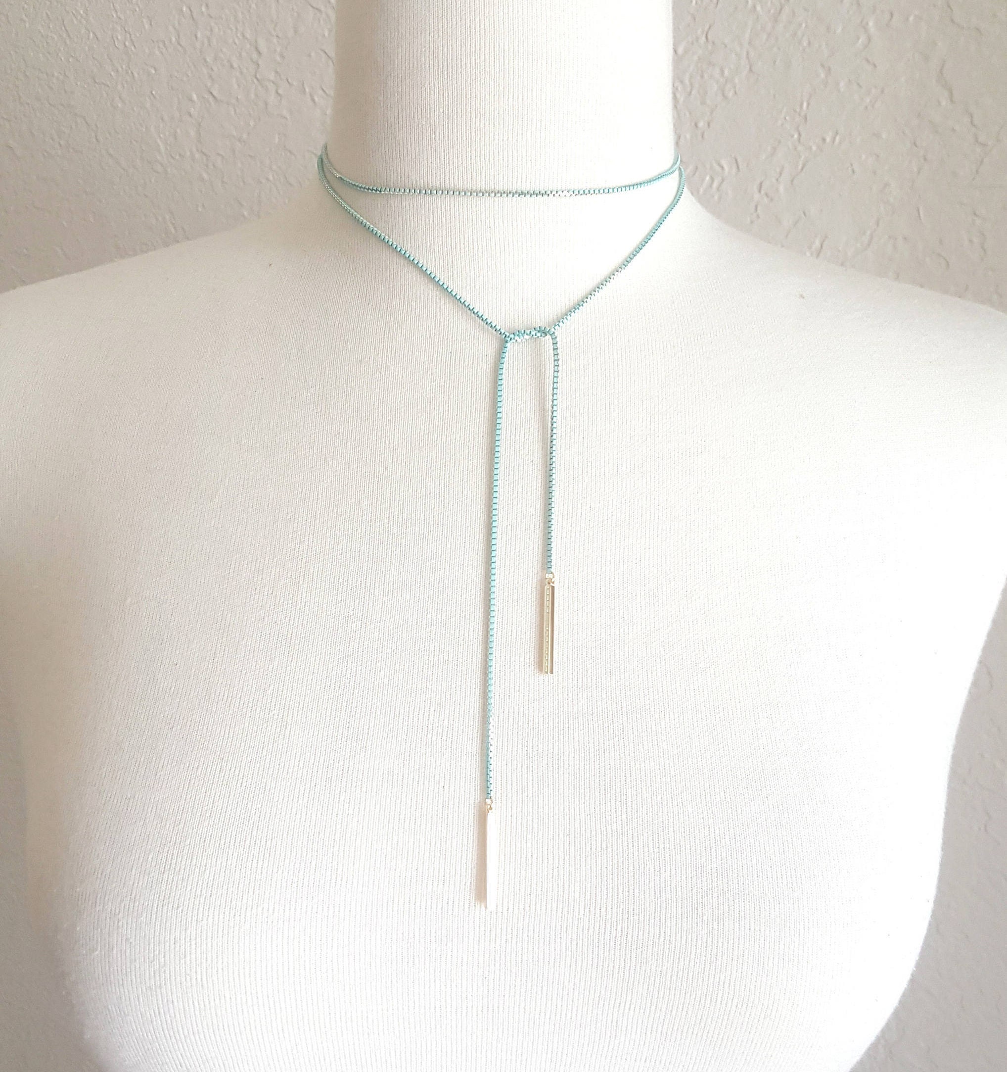 Lt Blue Chain Choker,lt Blue Wrap Choker,chain Choker,blue Choker,bar ...