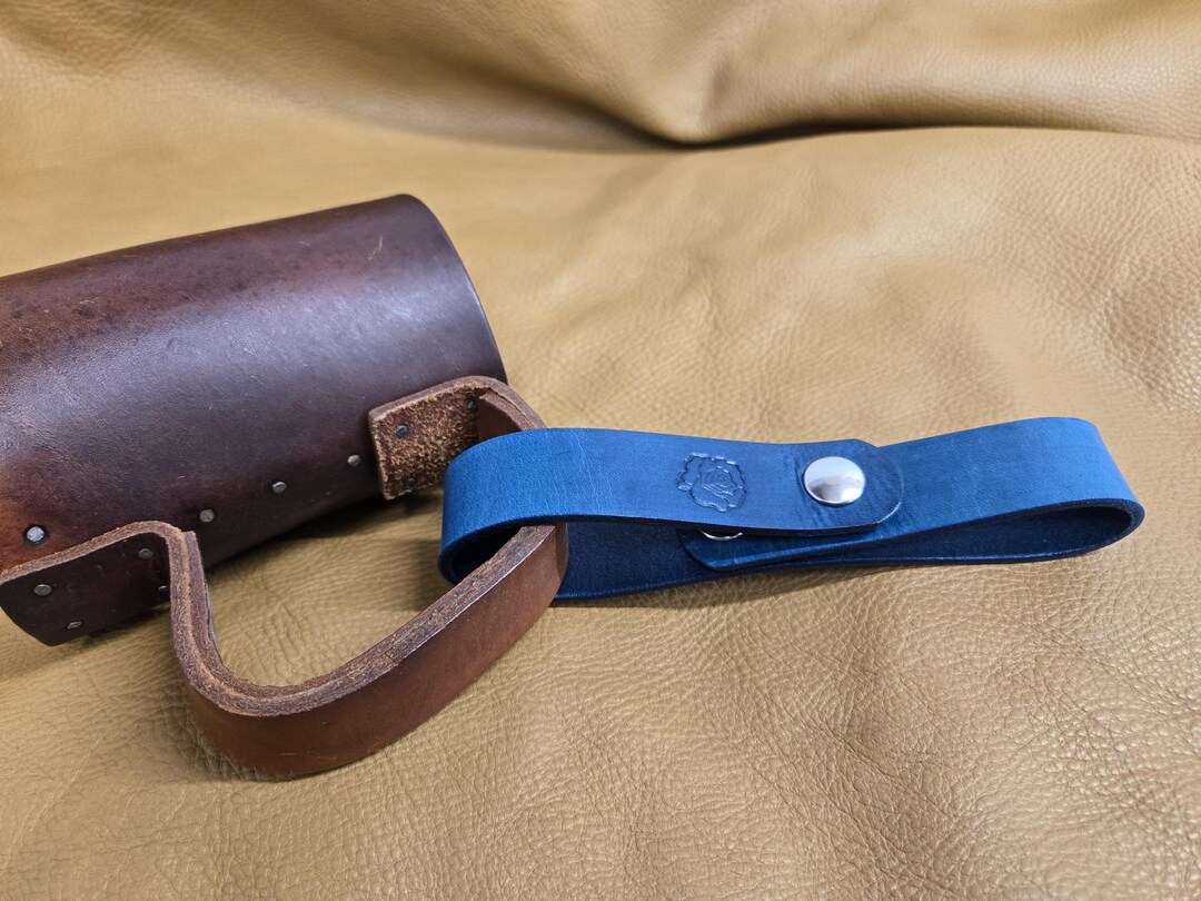 Embossed Genuine Leather Tankard Strap With Rose Motif in Blue - Etsy