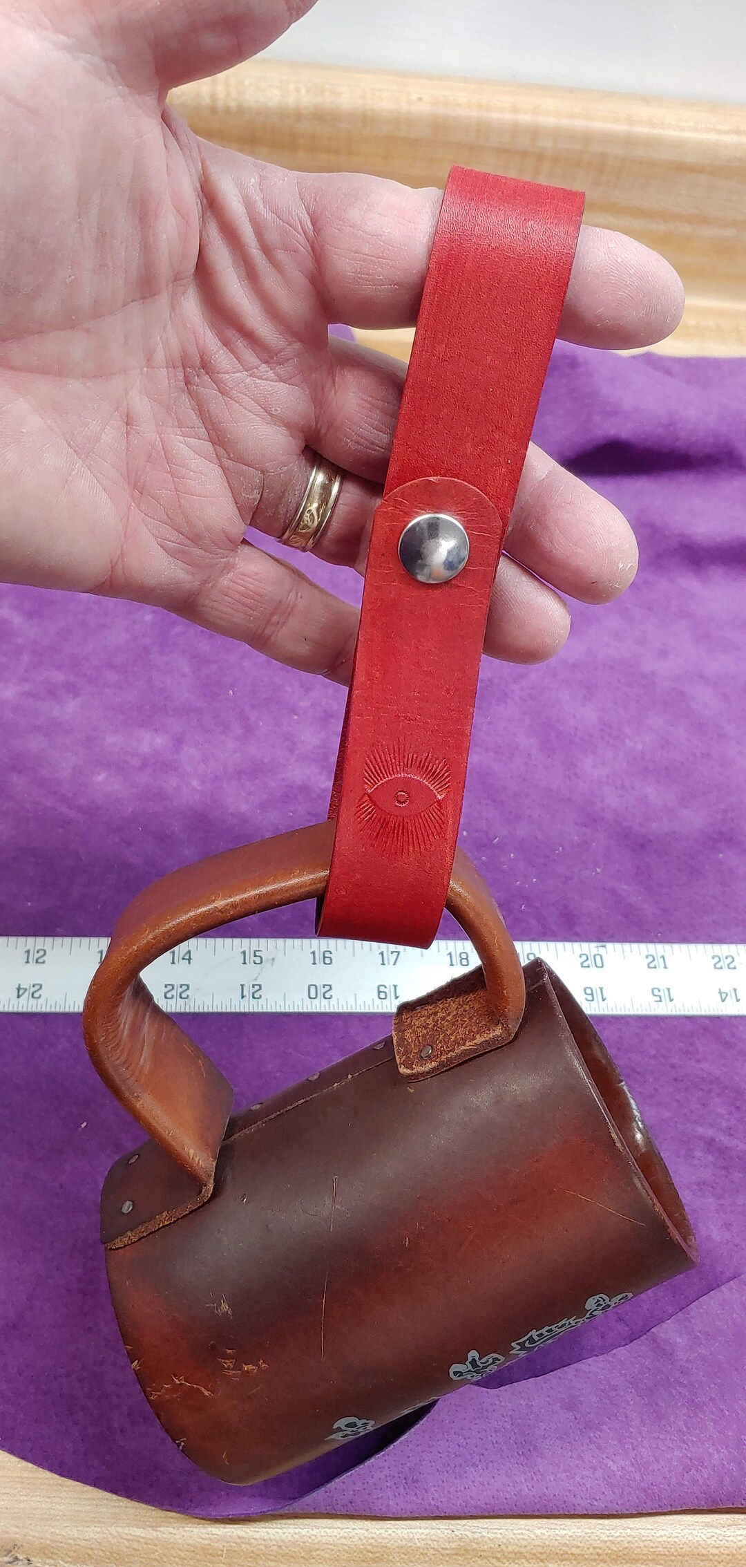 Embossed Genuine Leather Tankard Strap With Eye Motif - Etsy