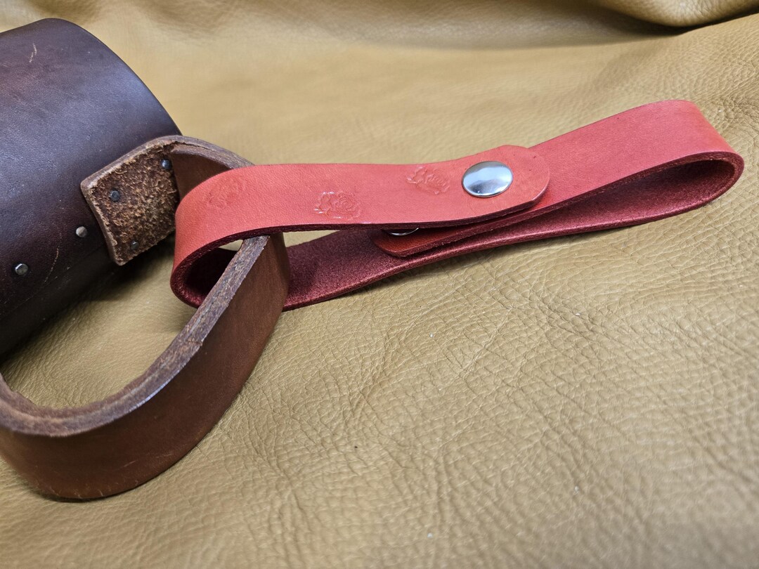 Embossed Genuine Leather Tankard Strap With Rose Motif in Red - Etsy