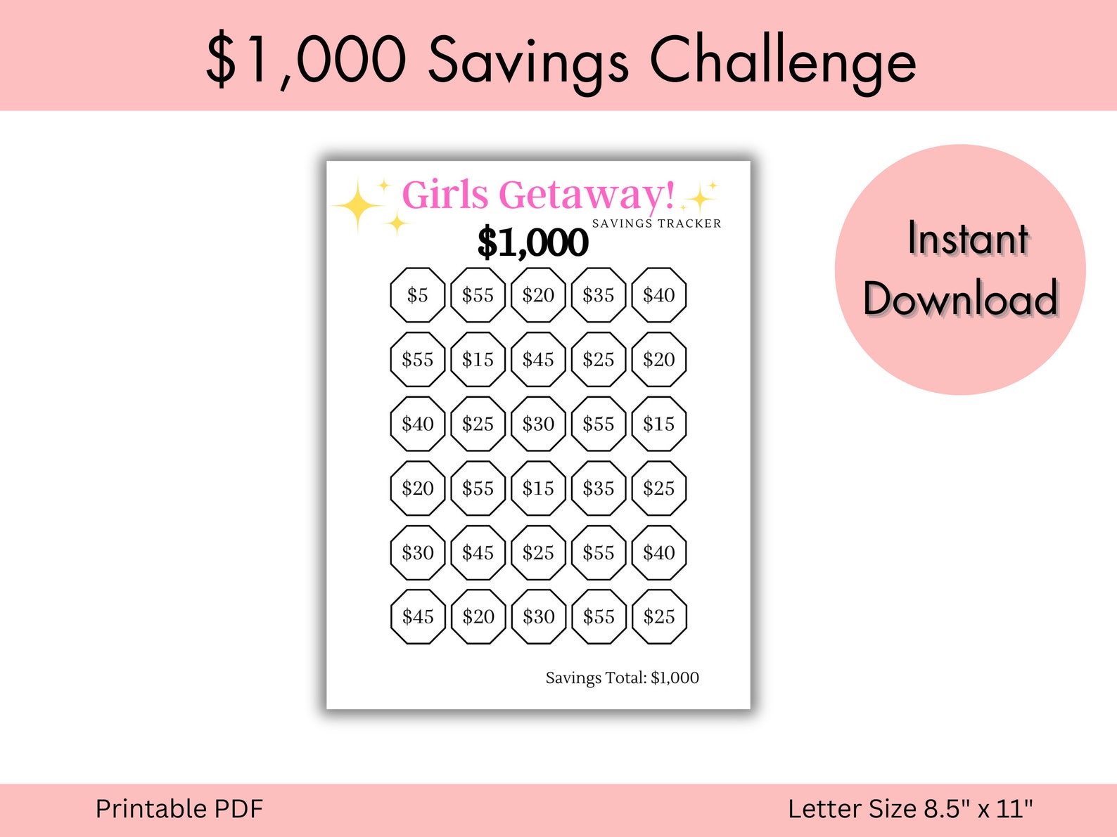 Printable Girls Trip Savings Challenge Savings Tracker - Etsy