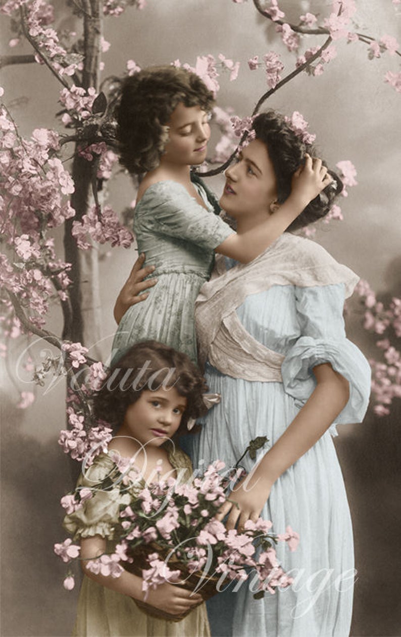 Hanni and Grete Reinwald With Mother Under the Blossoms. Digital ...