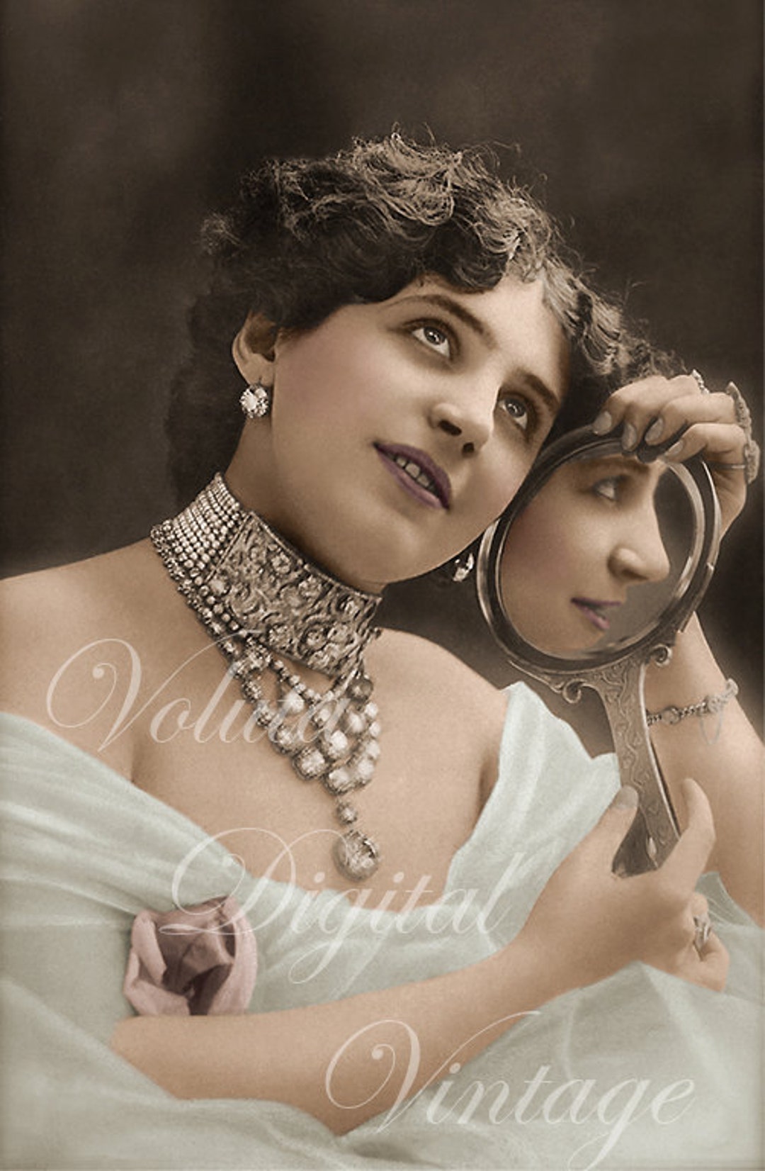 Stunning Beauty With Jewels and Mirror. Digital Download - Etsy