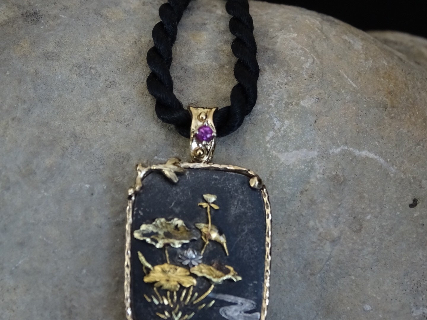Antique Japanese Shakudo 14k Gold 925 Siver Pendant With - Etsy
