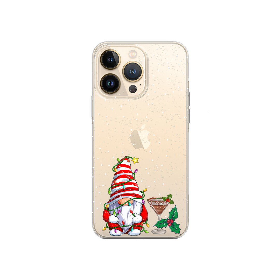 CLEAR iPhone 15 Case Cute Drunk Santa Gnome iPhone 15 Pro Case Winter ...