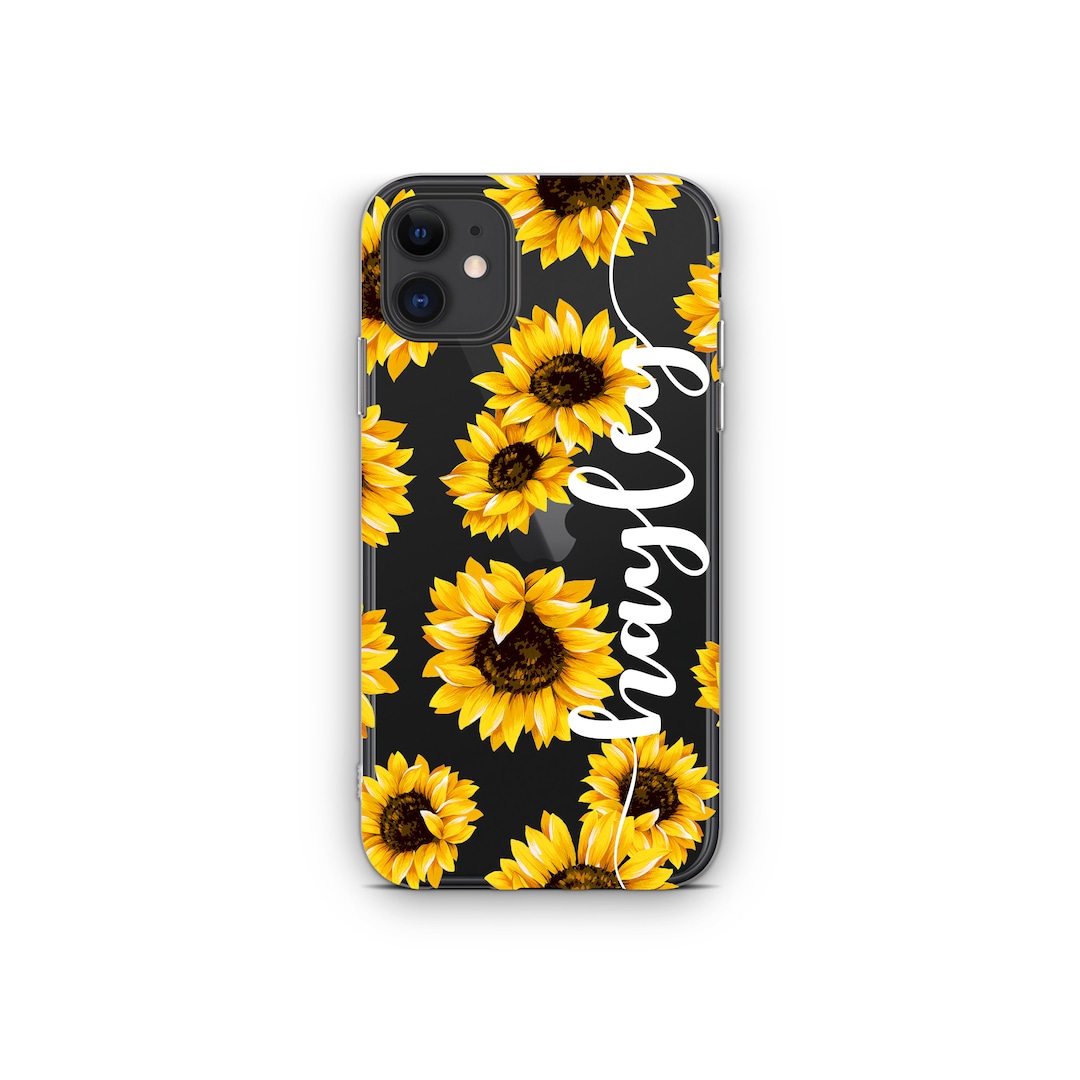 CLEAR Sunflower iPhone Case Custom Name Personalized iPhone 11 12 Case ...