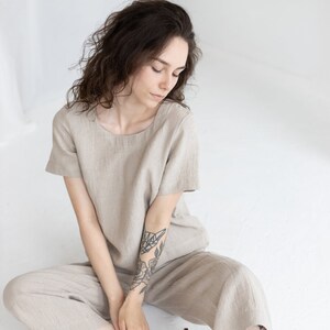 Simple Linen Crop Top Short Sleeve Tee Basic Top Linen - Etsy