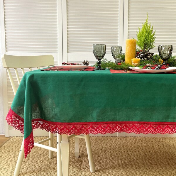 Square Christmas Lace Tablecloth - Etsy