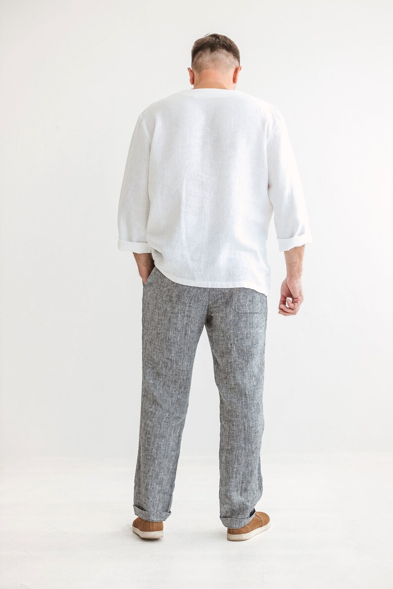 Mens Linen Pants Linen Trousers Drawstring Elastic Waist - Etsy