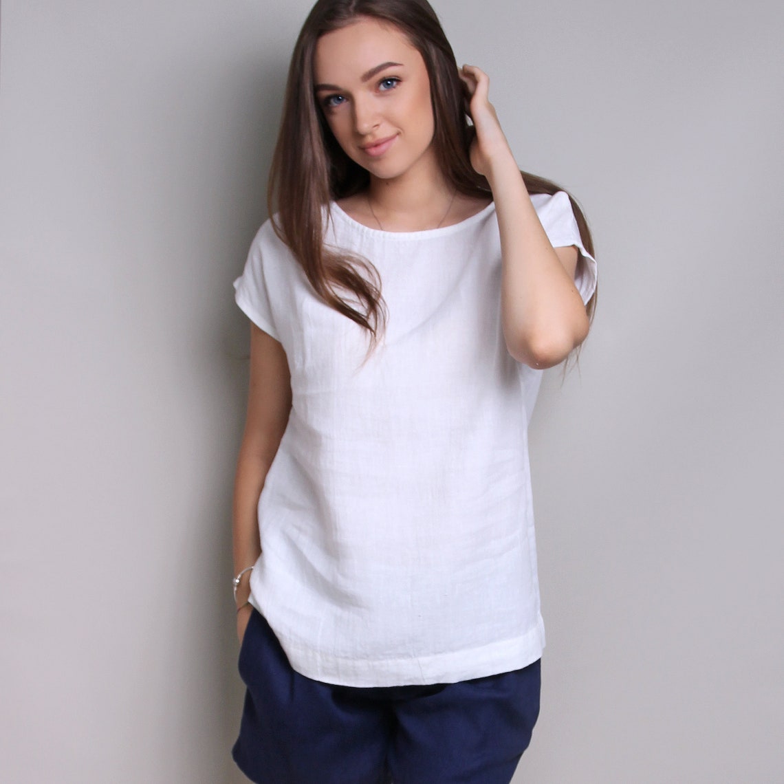 Simple Top Linen Every Day Linen Top Women Loose Blouse Drop | Etsy