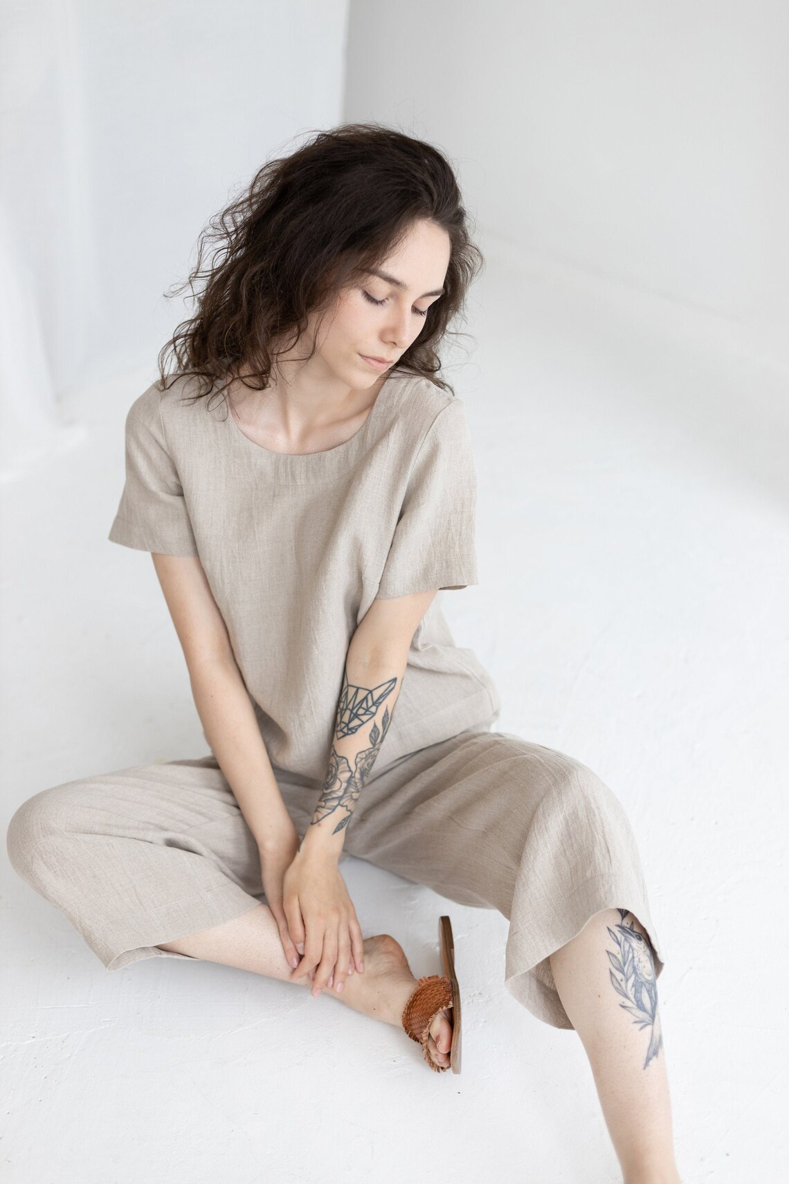 Simple Linen Crop Top Short Sleeve Tee Basic Top Linen - Etsy