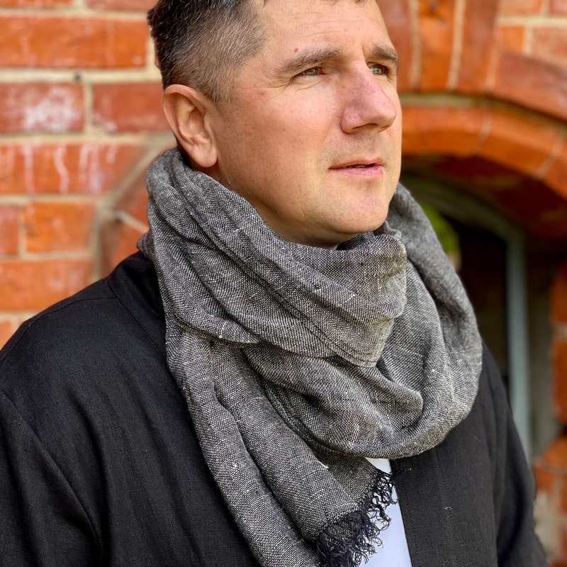 Black Grey Scarf - Etsy