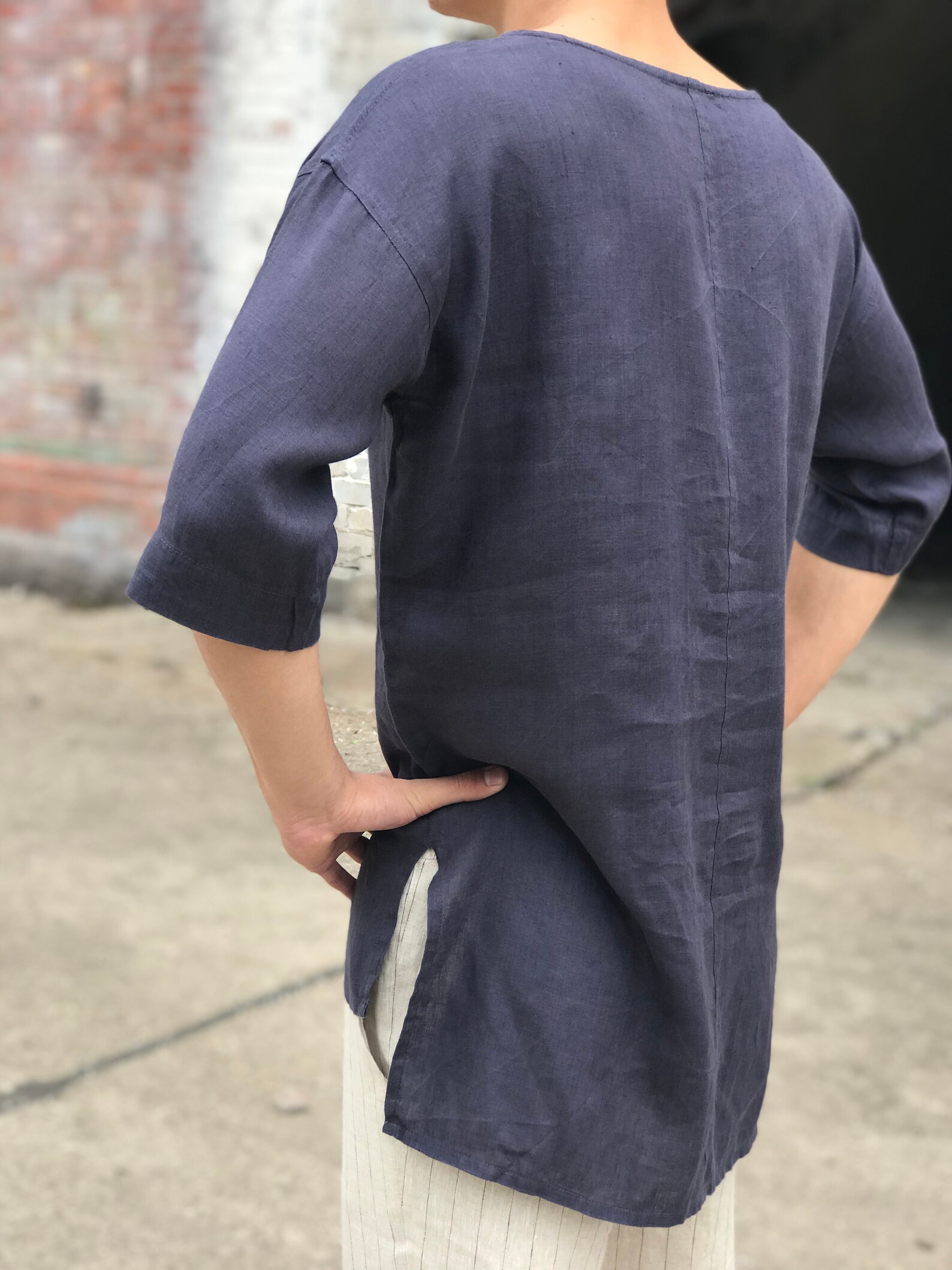 Mens Tunic Shirt Linen Asymmetric Shirt Men Loose Fit Shirt - Etsy