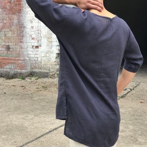 Mens Tunic Shirt Linen, Asymmetric Shirt Men, Loose Fit Shirt W Sleeves ...