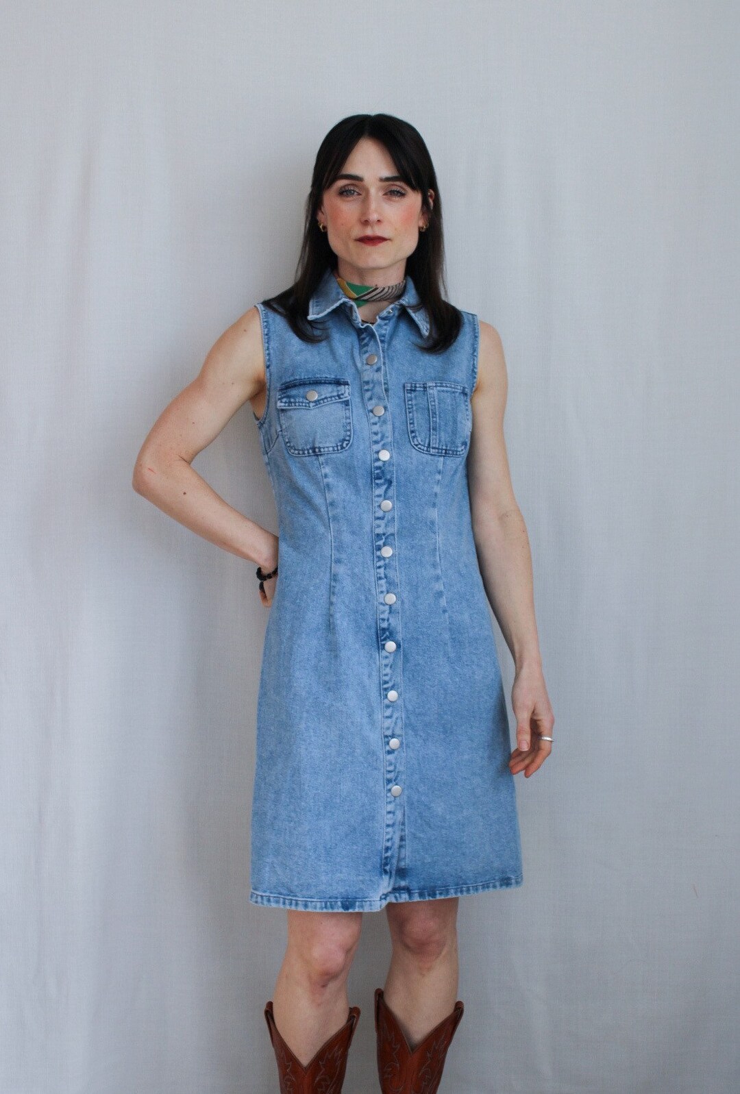 Collared Denim Dress - UK Size 8 - Etsy