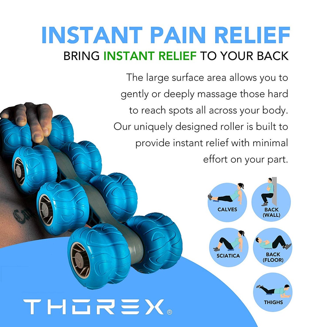 Thorex Back Massage Roller for Deep Tissue Muscle Release, Improves ...
