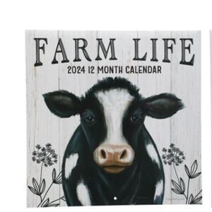 Farm Life Cow Calendar & Decor Set, 2024 Cute Cow Print Wall Sign ...