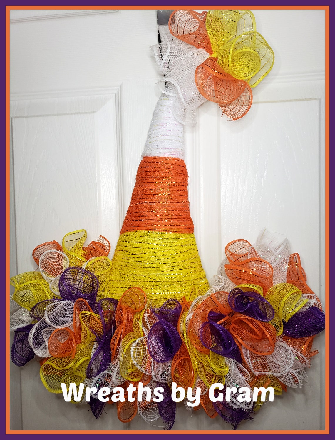 Candy Corn Witch Hat Wreath for Porch Halloween Door Decor - Etsy