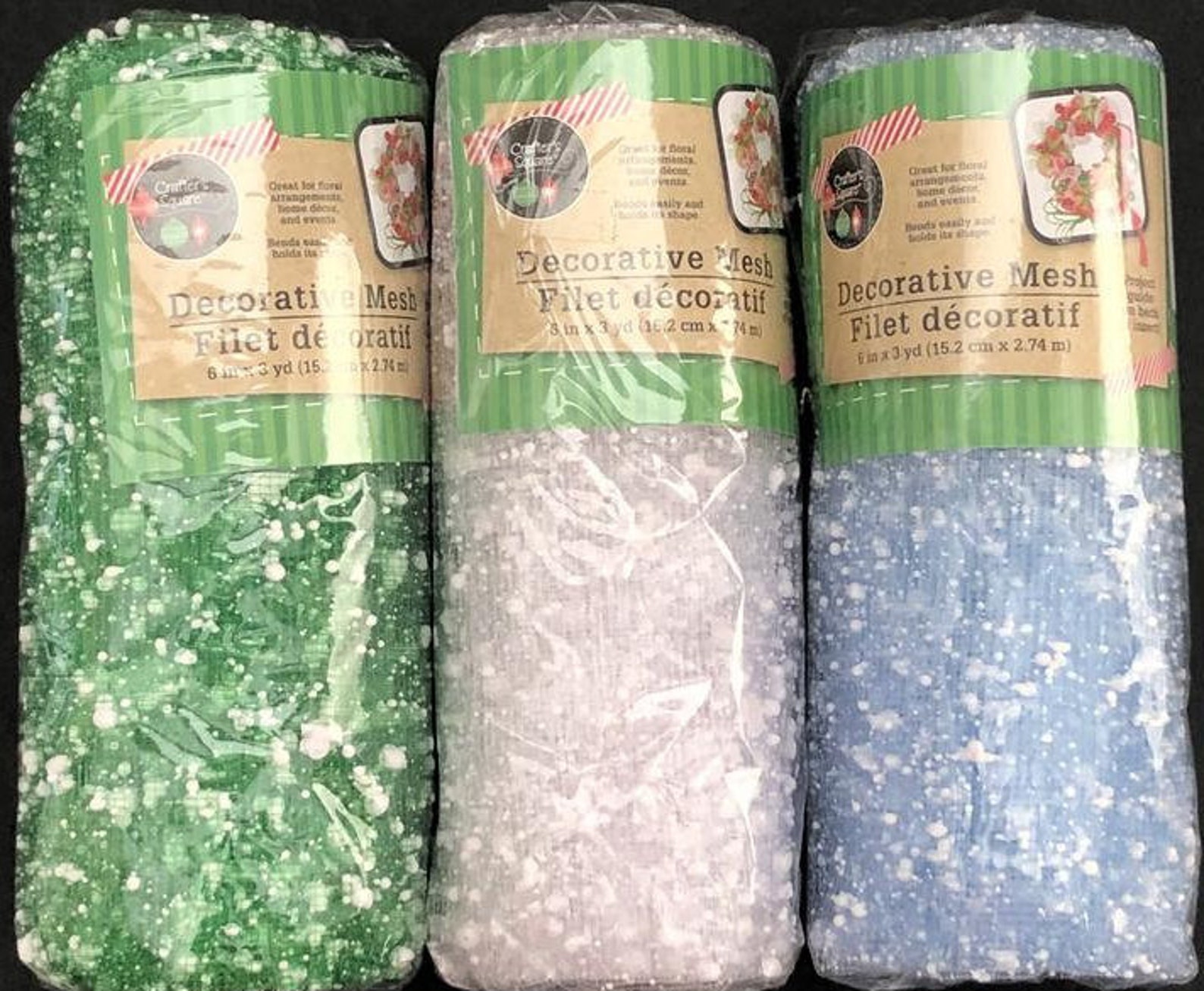 6 Inch X 3 Yds Snowball Deco Mesh for Wreaths White Snow Mesh Snow ...