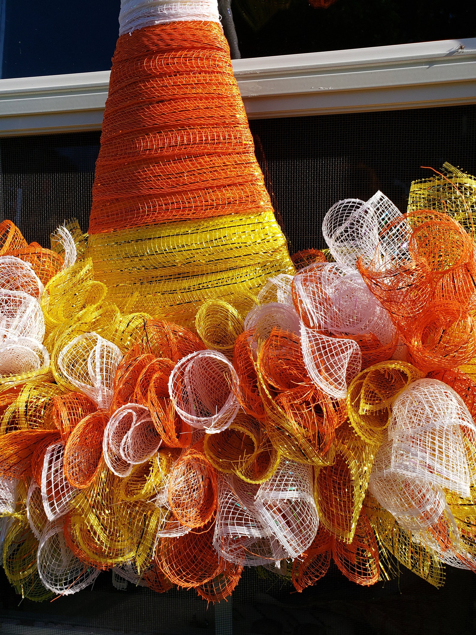Candy Corn Witch Hat Wreath for Halloween Porch Deco Mesh - Etsy