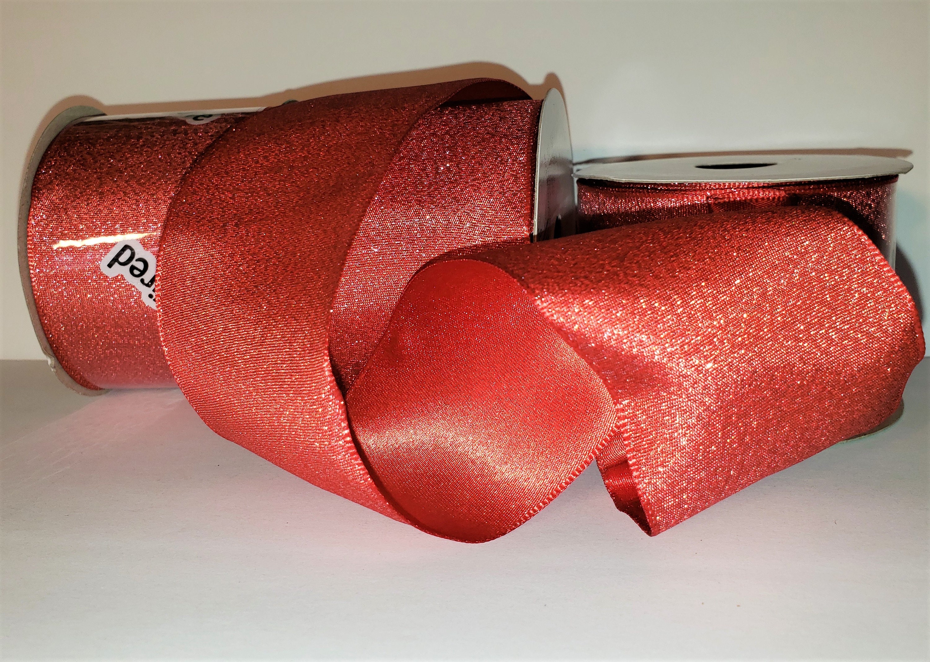 2 1/4 Red Metallic Ribbon 10 Yards 9 Meters Baking Packaging & Wrapping ...