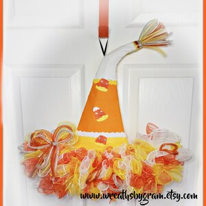 Candy Corn Witch Hat Wreath Fall Autumn Cute Halloween Thanksgiving ...