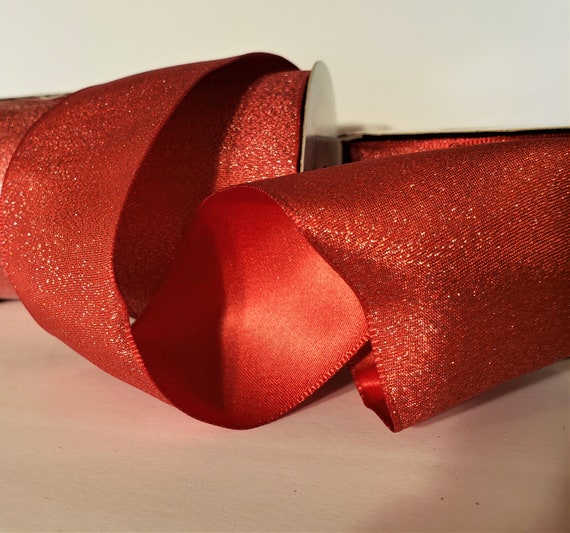 2 1/4 Red Metallic Ribbon 10 Yards 9 Meters Baking Packaging & Wrapping ...