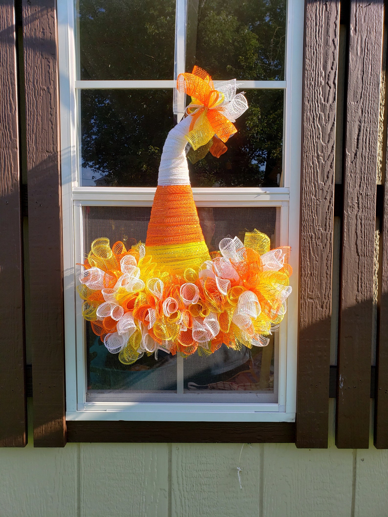 Candy Corn Witch Hat Wreath for Halloween Porch Deco Mesh - Etsy