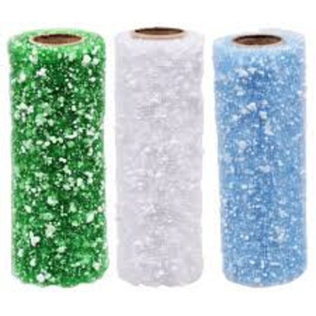 6 Inch X 3 Yds Snowball Deco Mesh for Wreaths White Snow Mesh Snow ...