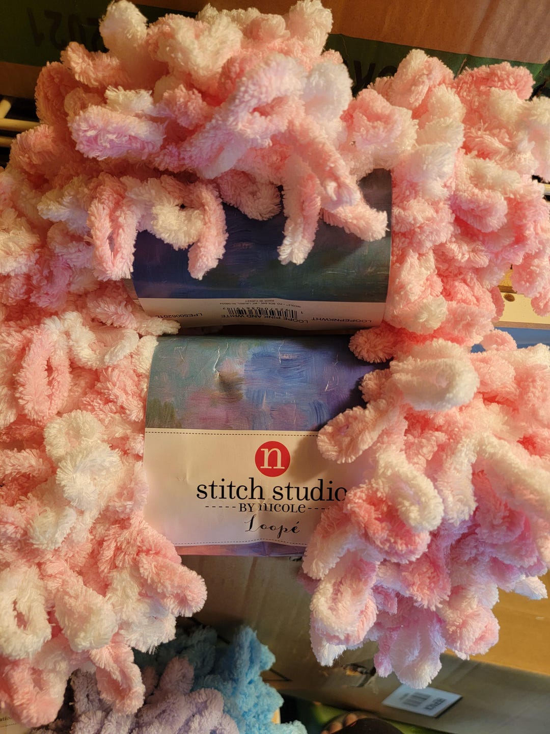 2 Skeins Loop Yarn Stitch Studio by Nicole Loope' Pink and White ...