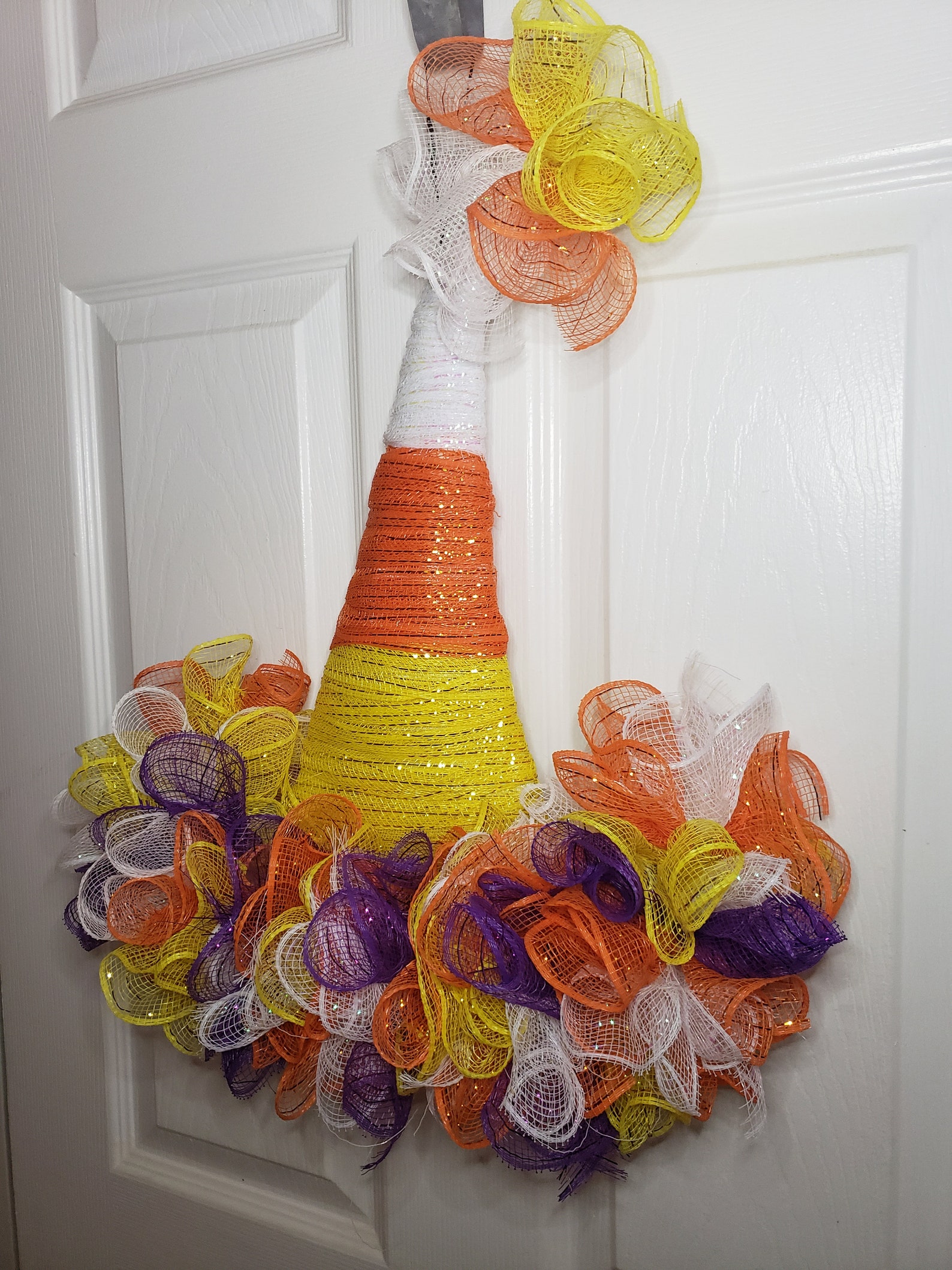 Candy Corn Witch Hat Wreath for Porch Halloween Door Decor | Etsy