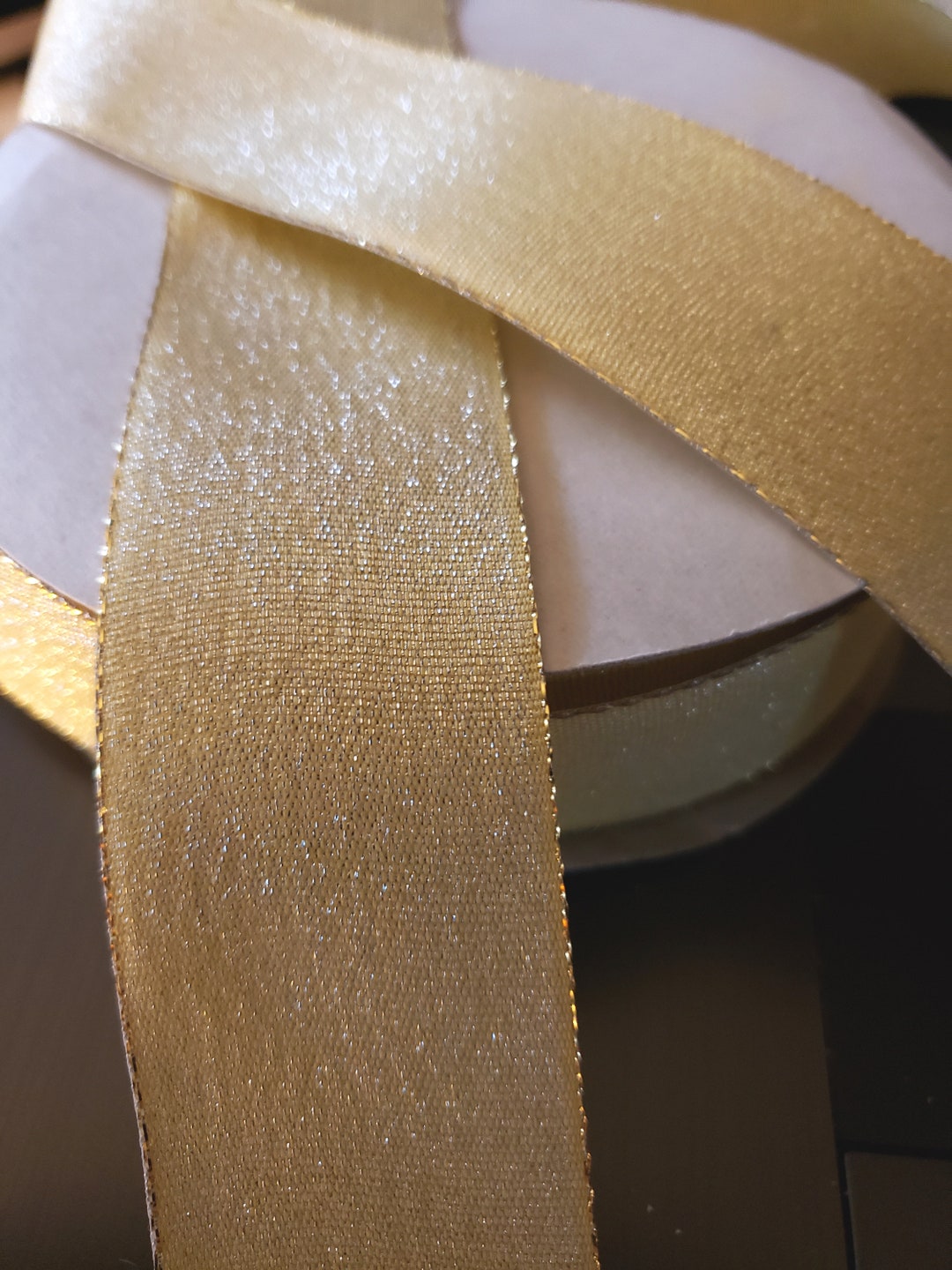 1 3/8" X 10 Yds Gold Ribbon Holiday Ribbon Wholesale Bouquet Ribbon ...