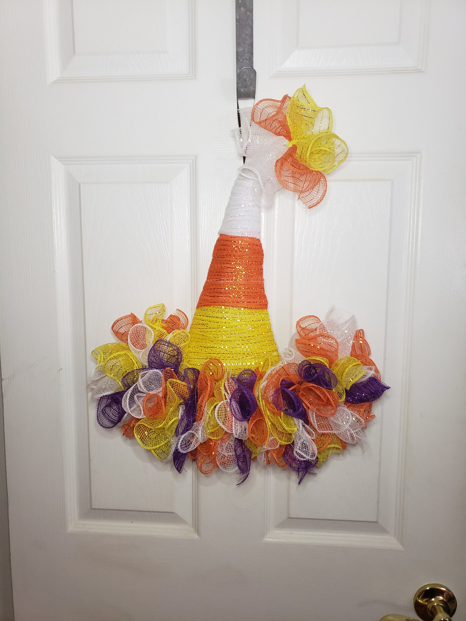 Candy Corn Witch Hat Wreath for Porch Halloween Door Decor | Etsy