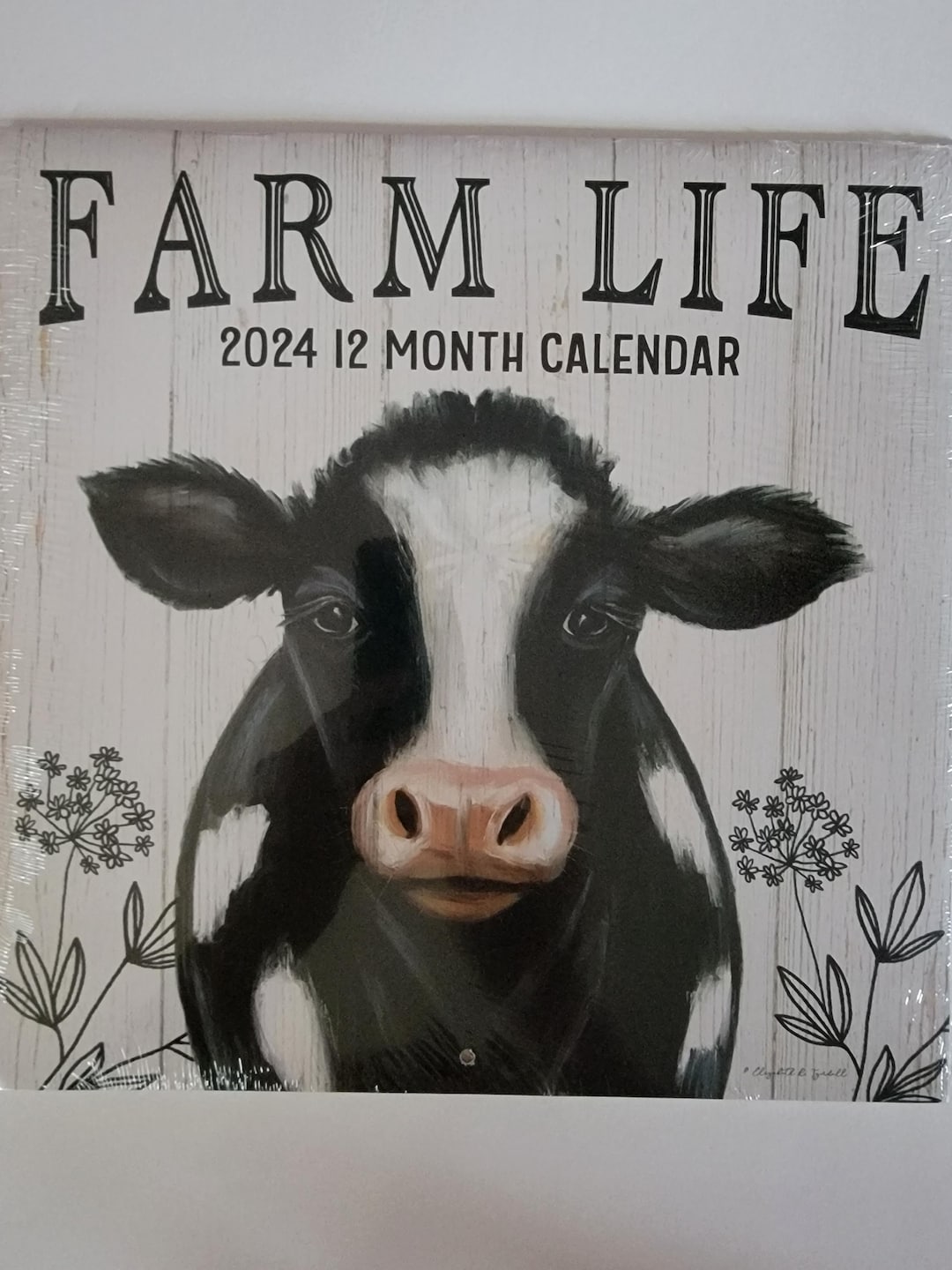 Farm Life Cow Calendar & Decor Set, 2024 Cute Cow Print Wall Sign ...