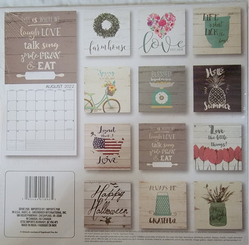 Farmhouse 2022 Wall Calendar Dollar Tree RARE FIND Farmhouse - Etsy