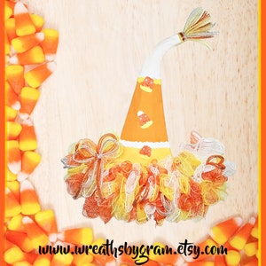 Candy Corn Witch Hat Wreath Fall Autumn Cute Halloween Thanksgiving ...