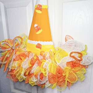 Candy Corn Witch Hat Wreath Fall Autumn Cute Halloween Thanksgiving ...