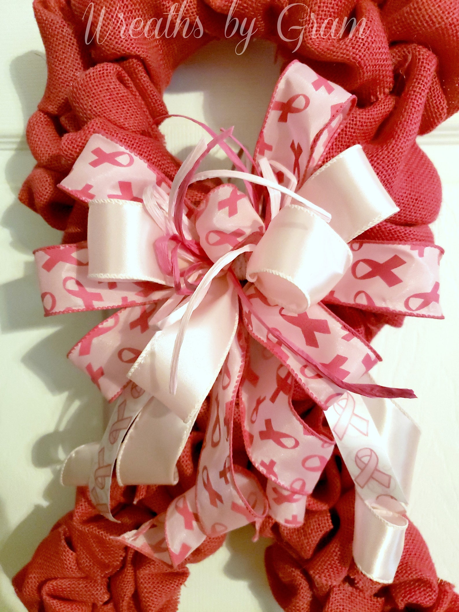 Breast Cancer Ribbon Wreath Survivor Support Awareness Pink | Etsy