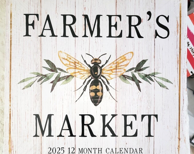 2025 Monthly Wall Calendar Dollar Tree Farmers Market Farm Life Bumble ...