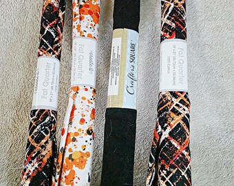 4 Fat Quarters Fabric Fall Autumn Harvest Pumpkins Quilting Sewing ...