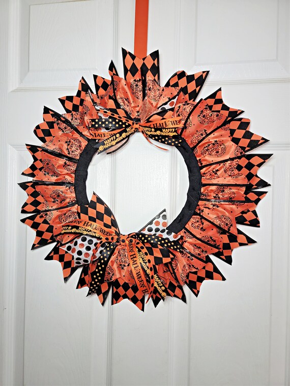 Halloween Wreath Cute Halloween Door Decor Primitive Rustic | Etsy