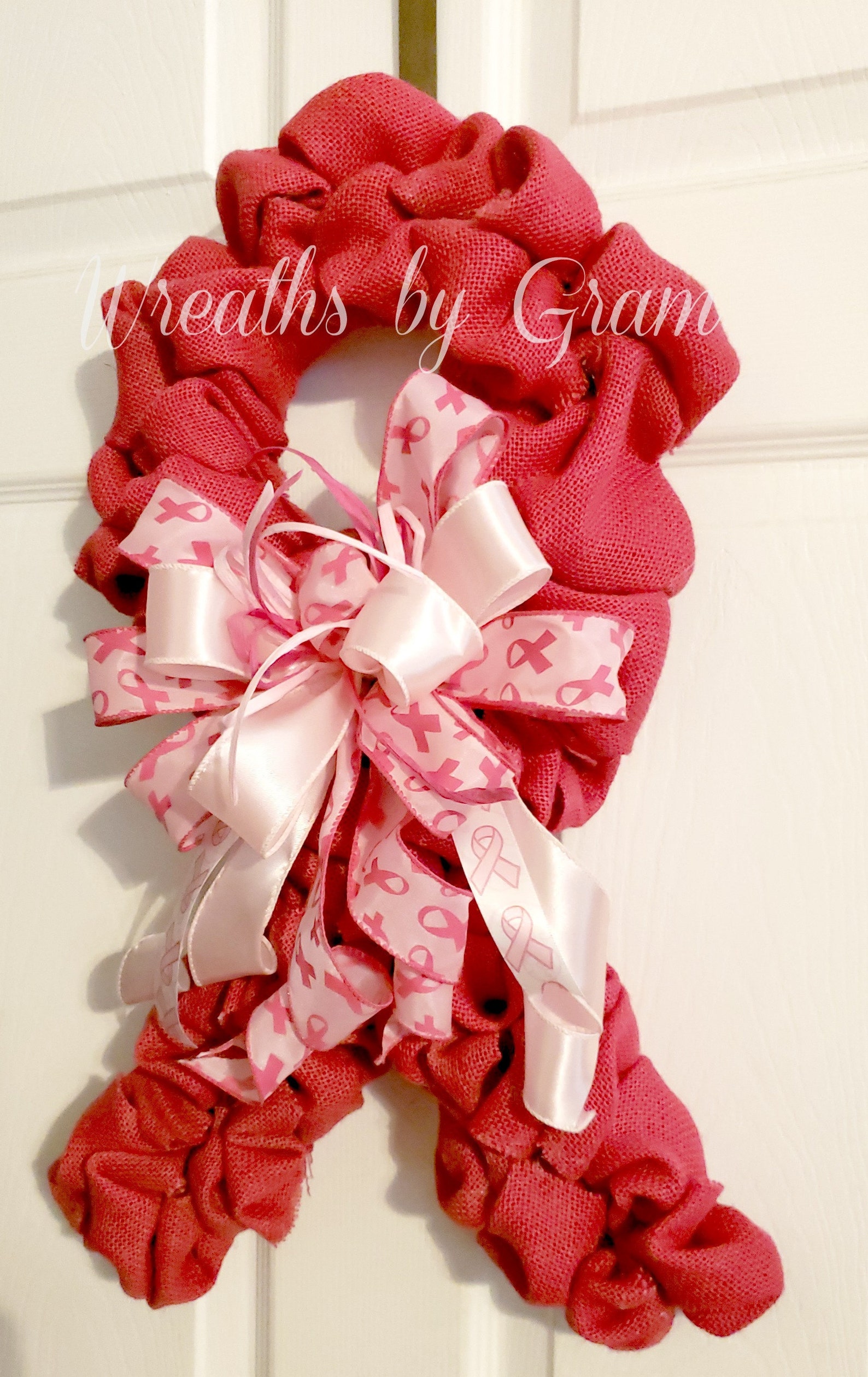 Breast Cancer Ribbon Wreath Survivor Support Awareness Pink | Etsy