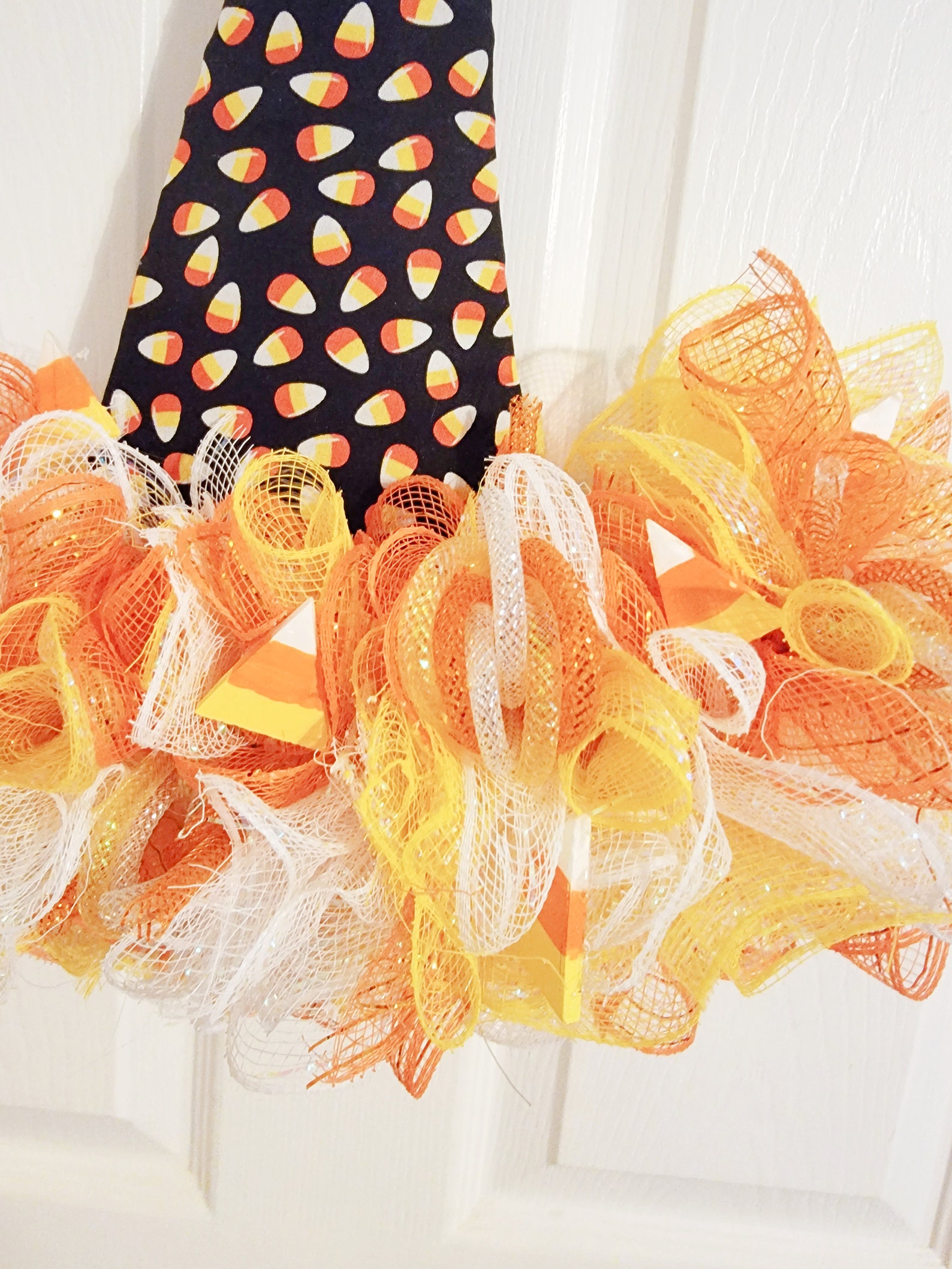 Candy Corn Witch Hat Wreath for Halloween Porch Deco Mesh - Etsy