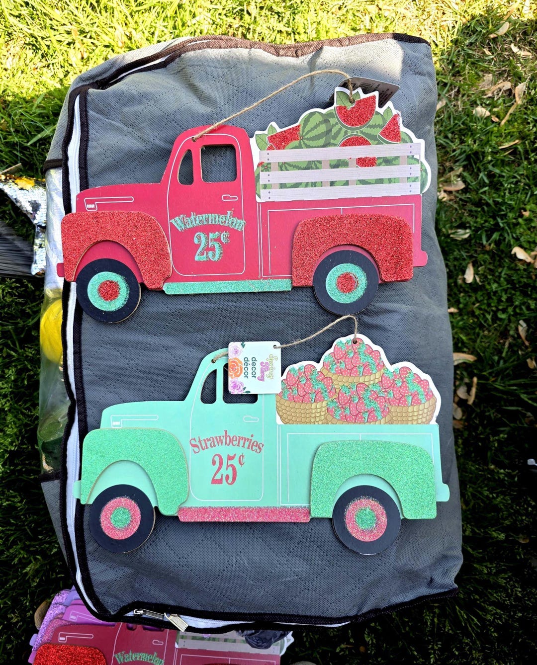2 Summer Fruit Decor Signs for Wreath Attachments MDF Wood Wall Door ...